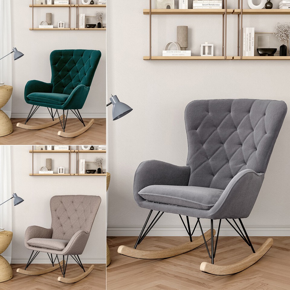 Modern Single Sofa Rocking Chair Garden Sun Lounger Recliner Armchair ...