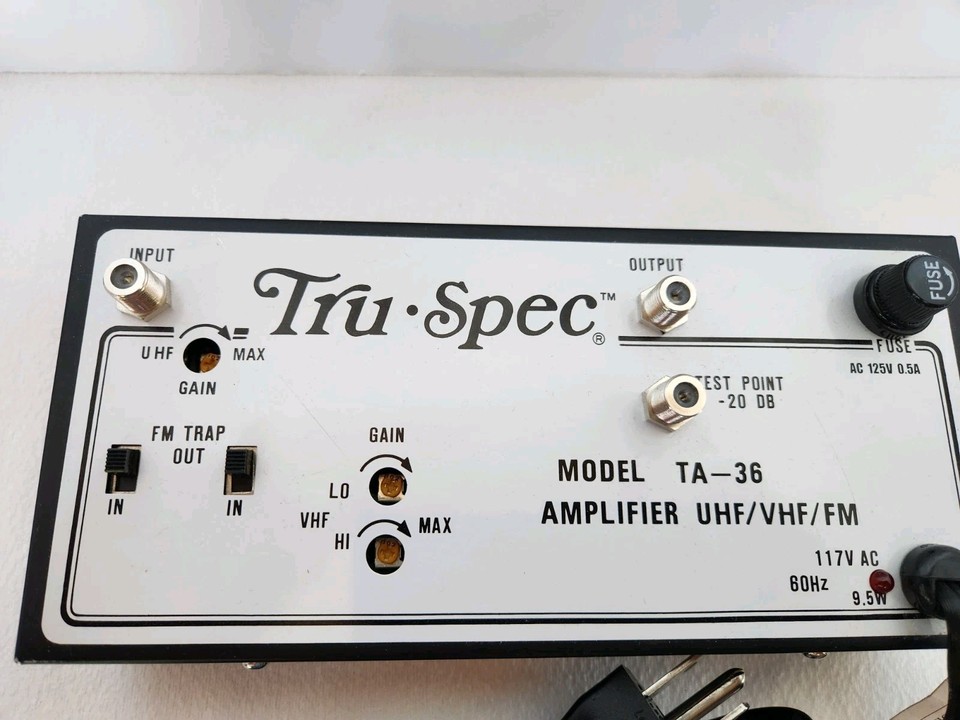 Vintage Tru-Spec Model TA-36 Amplifier UHF / VHF / FM 117V AC 60Hz 9.5W ...