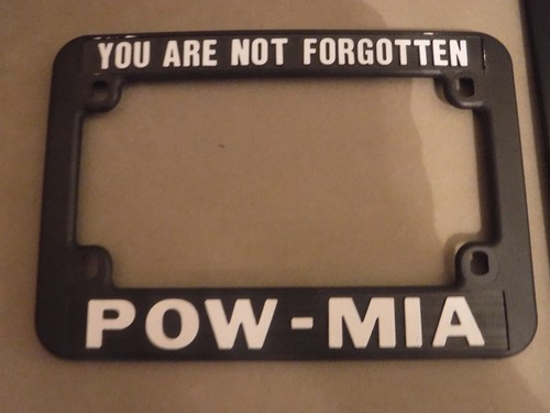 Motorcycle License Plate Frame- POW- MIA, Plastic- Preowned but not ...