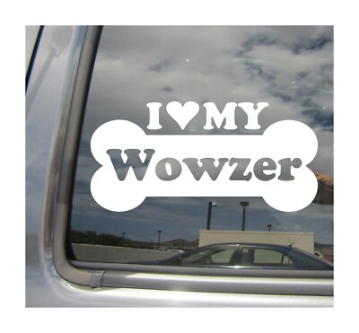 I Heart Love My Wowzer - Mixed Dog Bone Car Vinyl Decal Sticker 14050 ...