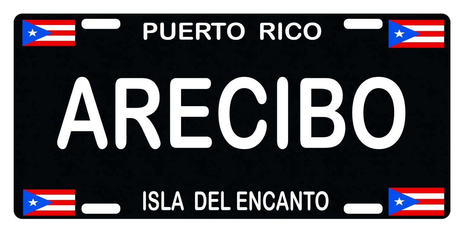 Puerto Rico FLAG ARECIBO LICENSE PLATE CAR Boricua Black Emblem | eBay
