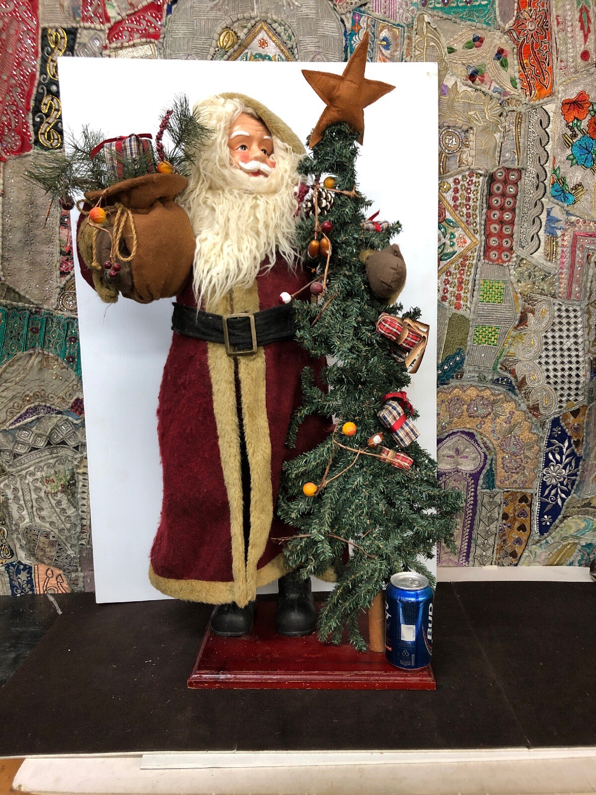 Vintage Santa Clause Statue & Christmas Tree, Christmas Decoration, 34 ...
