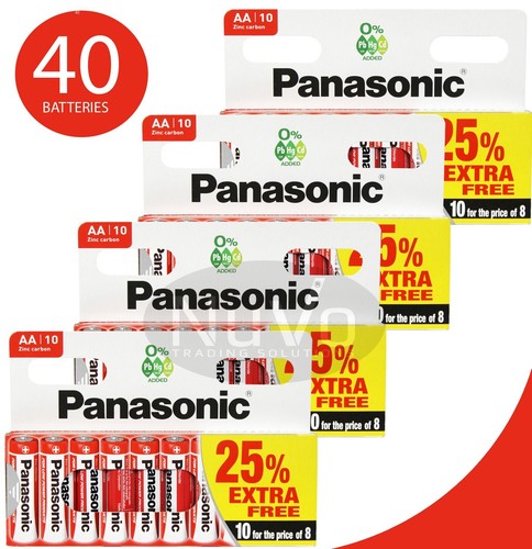 40 x AA Genuine PANASONIC Zinc Carbon Batteries - New R6 1.5V Longest ...