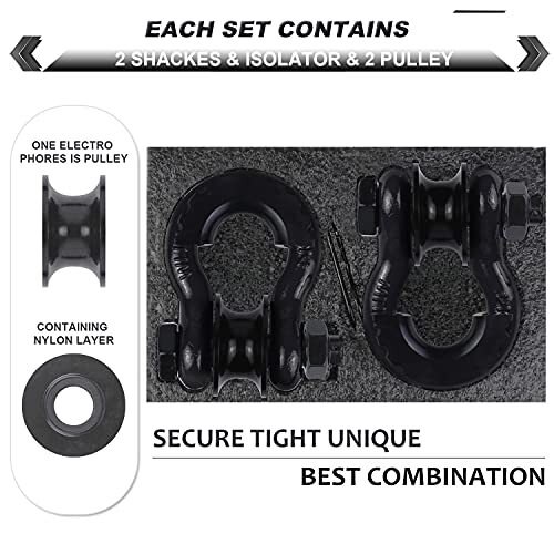 Upgraded Snatch Block 3 4" D Ring Shackle 2 Pack 22 000lb Break ...