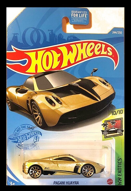 Hot Wheels Blue Card 2022 HW Exotics #244 PAGANI HUAYRA Hyper Car Gold ...