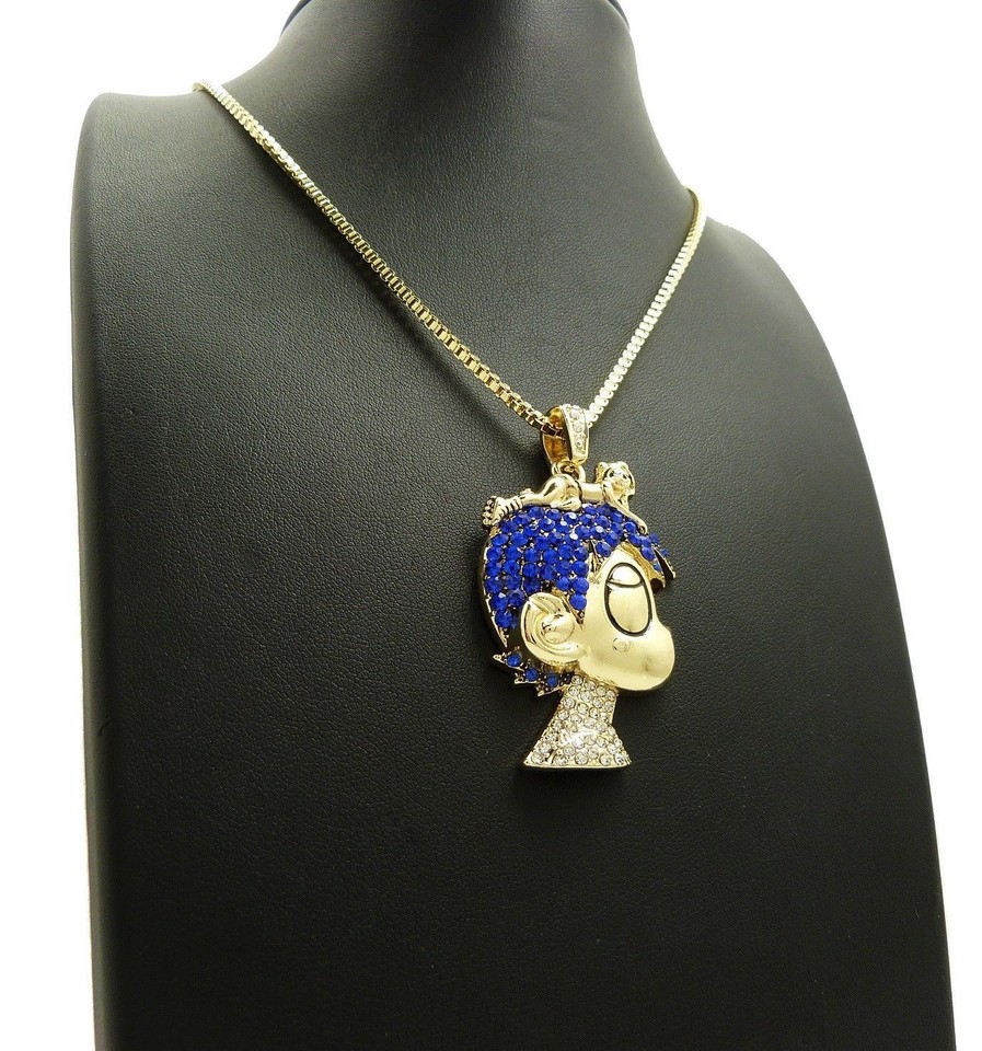 ICED LIL UZI VERT CARTOON Bling PENDANT W/ 24" Various Chain Hip Hop ...