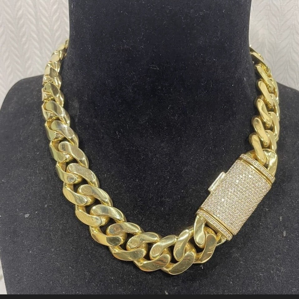 Gold-Tone Cuban Link Chain Necklace for Men, Box Clasp, Stylish Men's ...