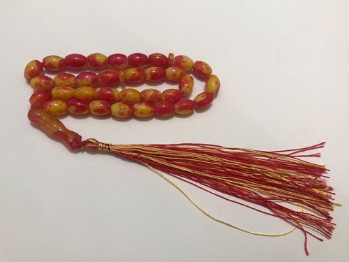 Rosary muslim islamic prayer 33 beads Fiery yellow color Subha Tasbeeh ...