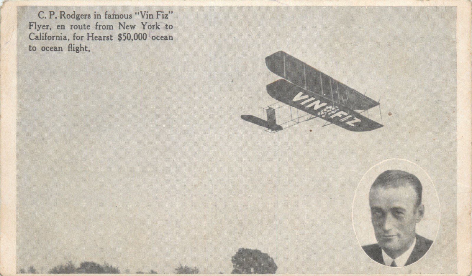 Famous Aviator, Coast-To Coast, "Cal Roberts In His Vin Fiz Flyer" | eBay