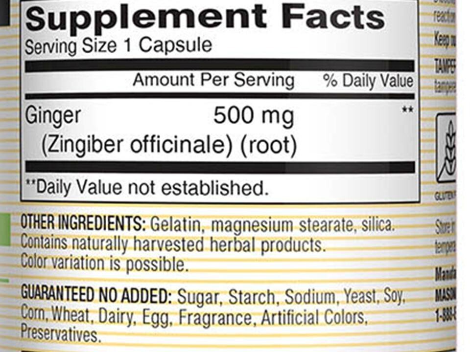 GINGER ROOT 500mg circulation Digestive PACK 2X 60 = 120 CAPSULES ...