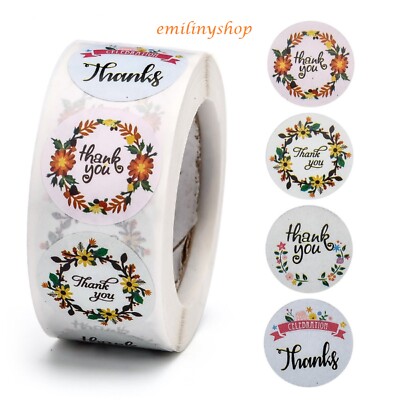 lot 50 etiquettes stickers thank you merci multicolore fleur printemps ...