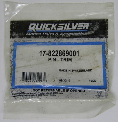 New Quicksilver Mercury Marine Boat OEM Trim Pin Part No. 17-822869001 ...