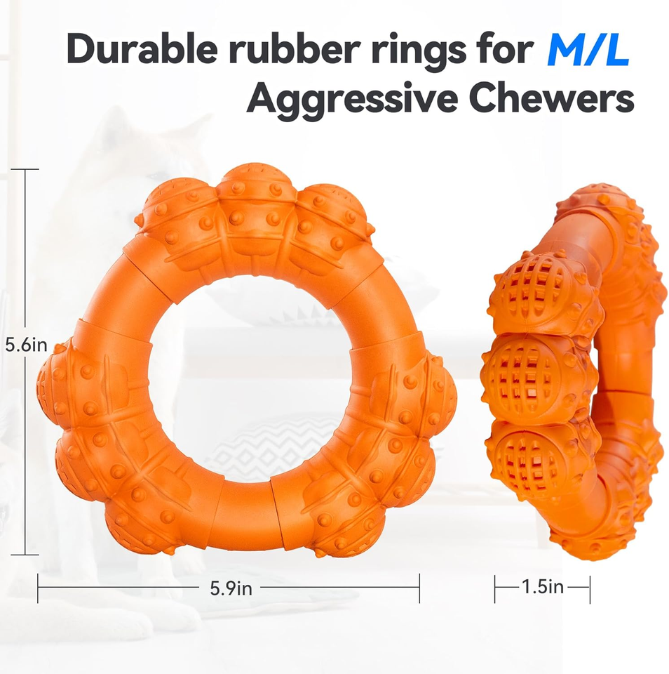 Indestructible Dog Chew Ring Toys for Aggressive Chewers, Super Chewer ...
