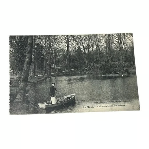 Postcard Le Mans le Lac du Jardin des Plantes France Man Boat Canoe ...