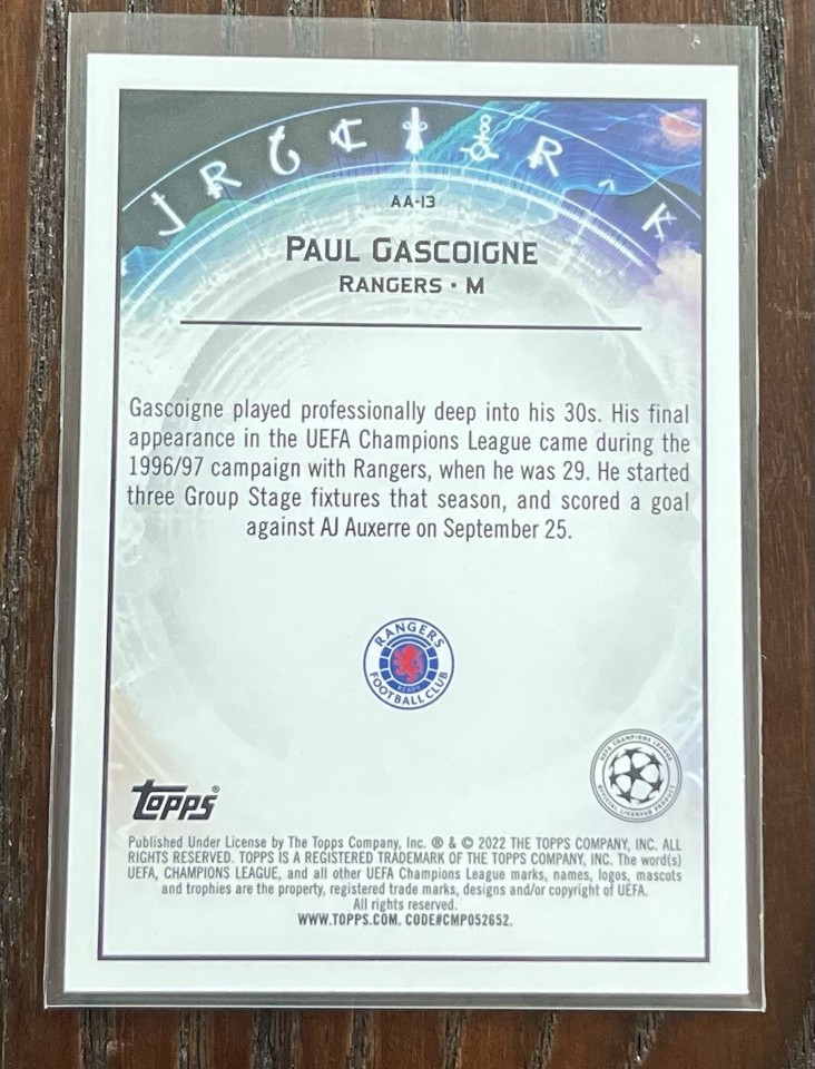 2021-22 Topps Merlin Chrome UEFA Paul Gascoigne Ageless Alchemy #AA-13 ...