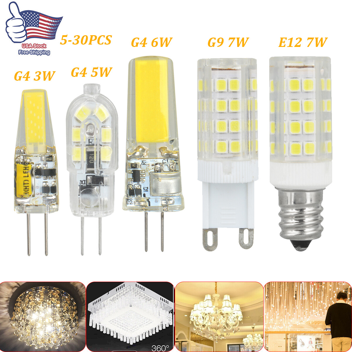 G4 G9 E12 LED Corn Bulb 3W 6W 7W 5W Daylight Ceiling Fan Lamp Landscape ...