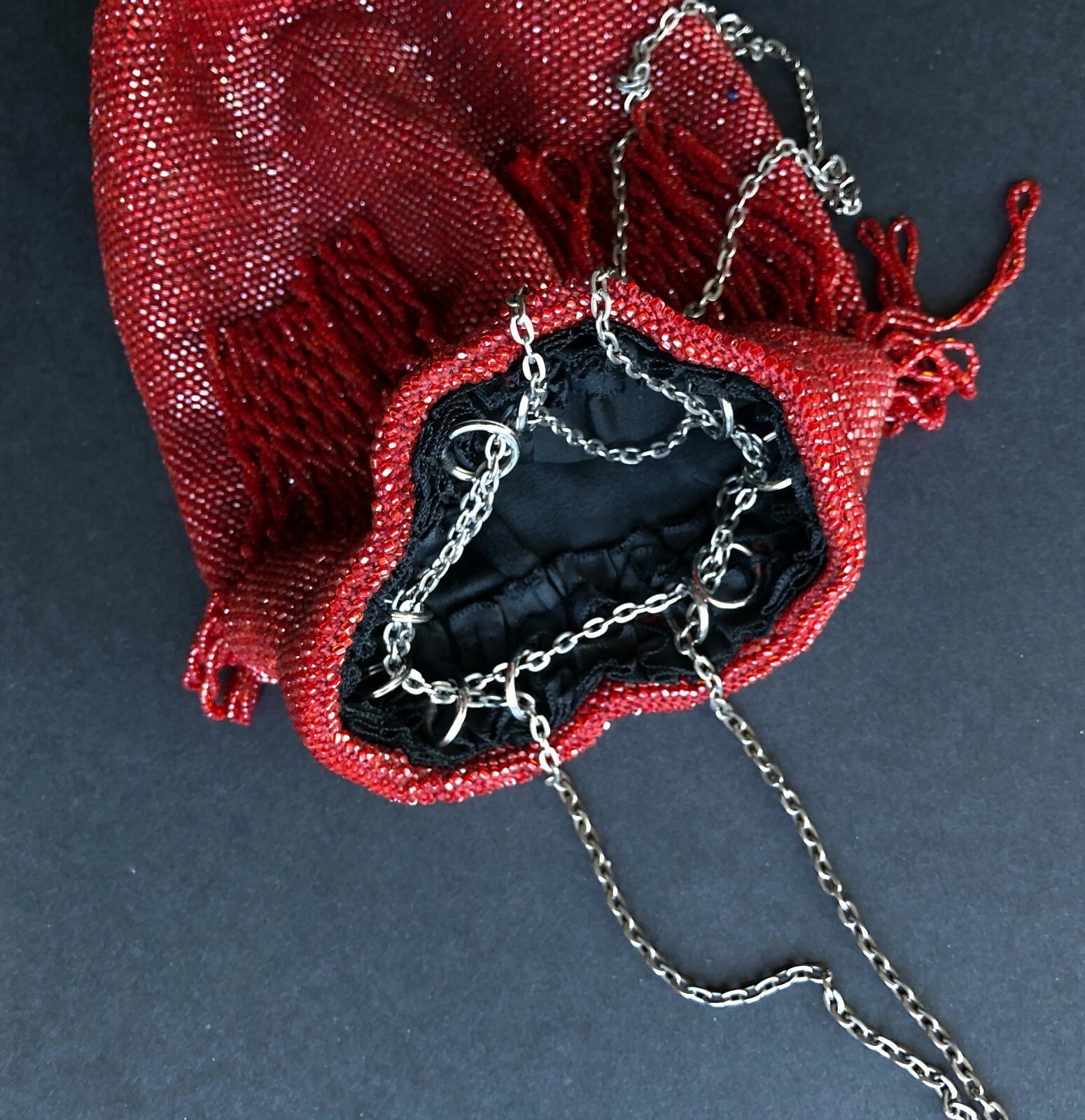 1920's Vintage Style Flapper Bag Evening Purse Art Deco RUBY RED Glass ...