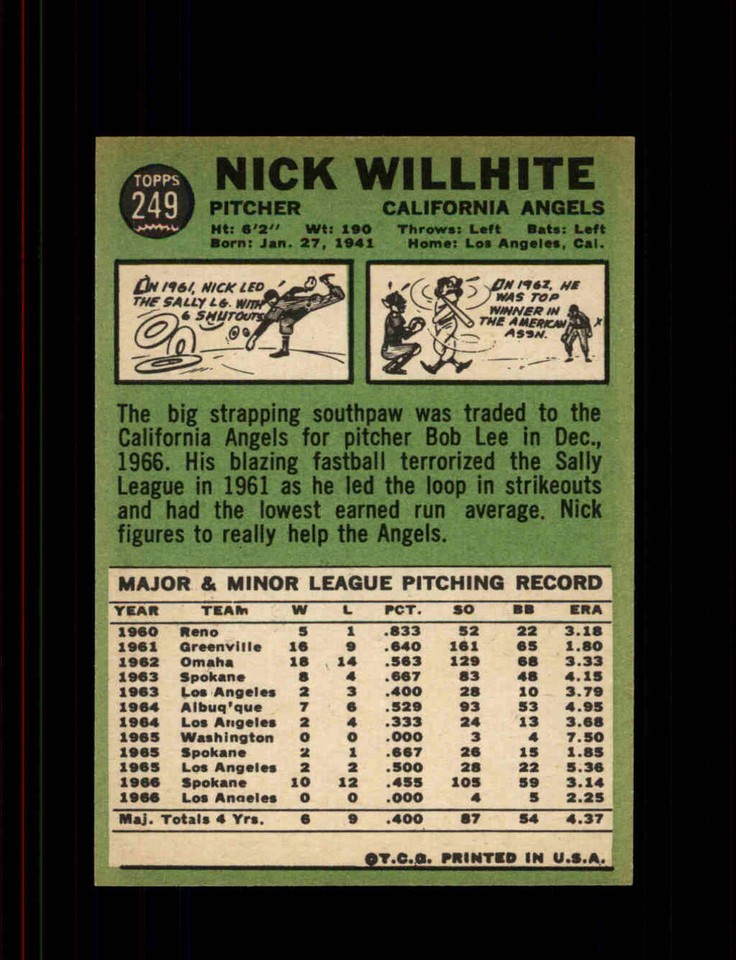 1967 NICK WILLHITE TOPPS #249 ANGELS *R2819 | eBay