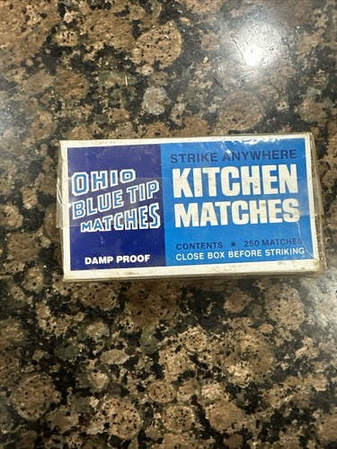 💕Vintage Ohio Blue Tip 1979 Damp Proof Strike Kitchen Matches 250 New ...