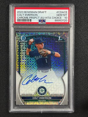 COLT EMERSON PSA 10 2023 BOWMAN CHROME DRAFT 1ST HTA CHOICE REFRACTOR ...