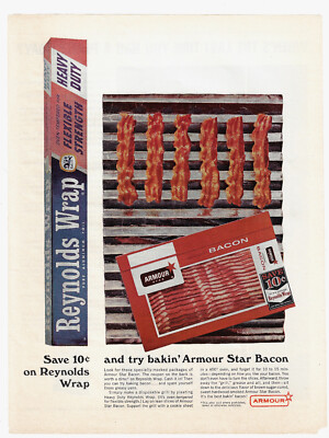Armour Bacon Print Ad Vintage Advertisement Food Grill Reynolds Wrap ...