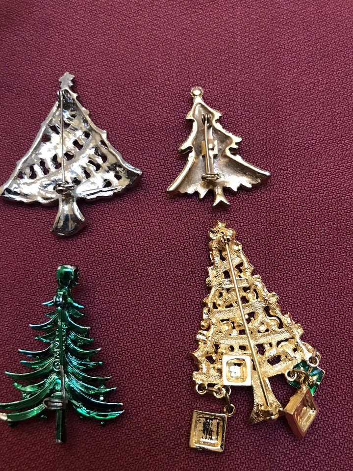 4 Vintage christmas tree pins brooches | eBay