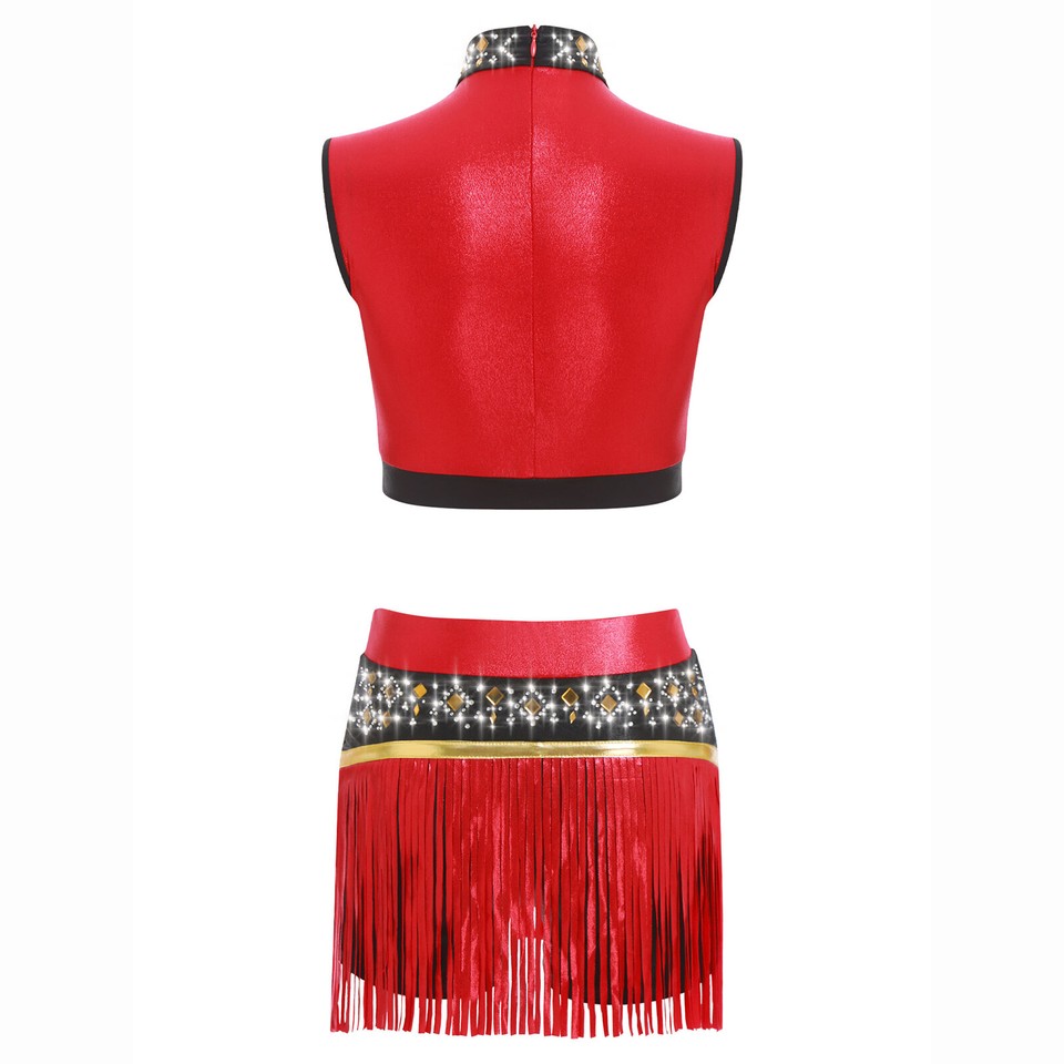 Damen Glitzer Cheerleader Kostüm Cheerleading Tops Shiny Rock ...