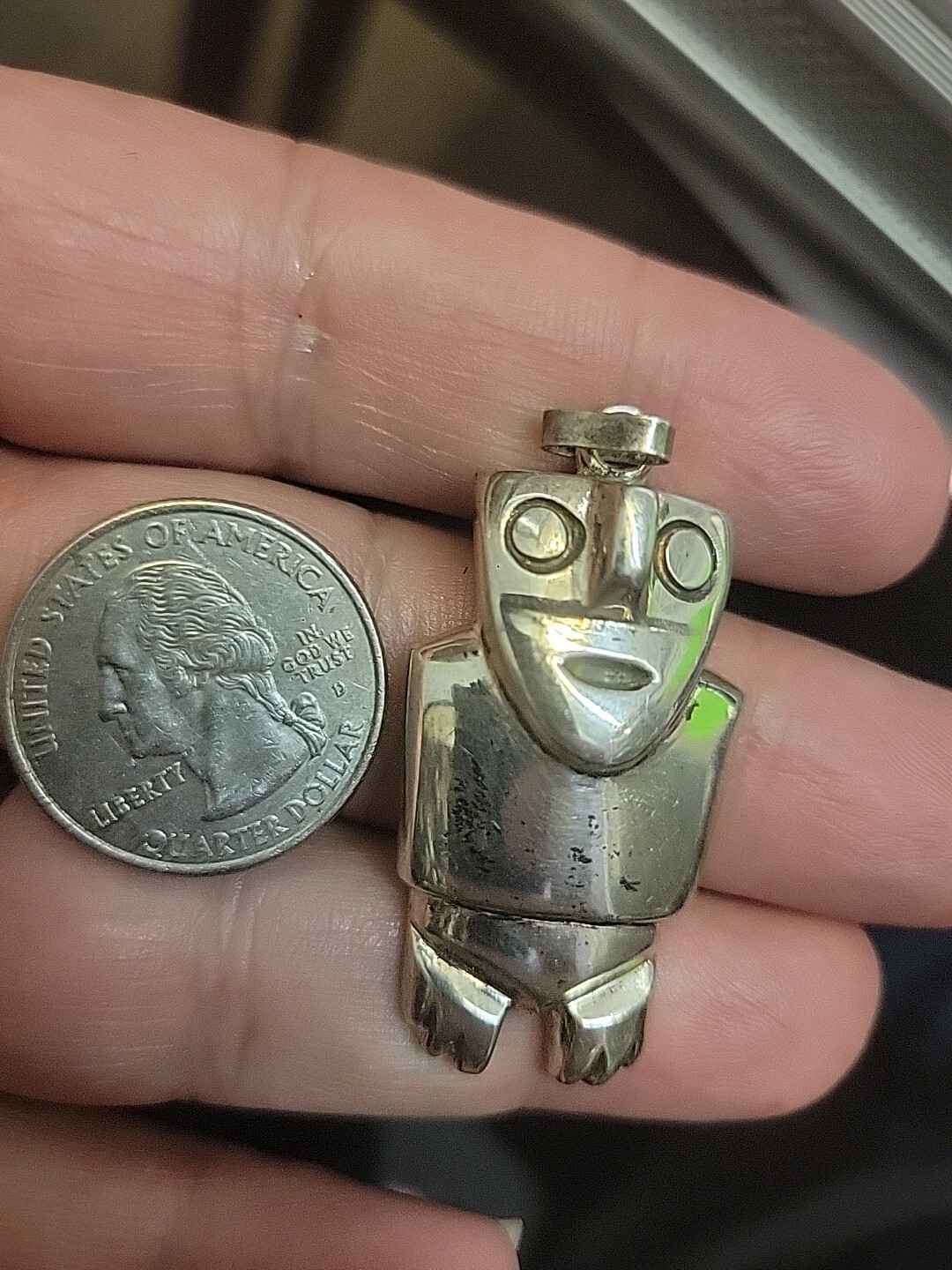 Primative Peru Sterling Silver Native Figure Pendant … - Gem