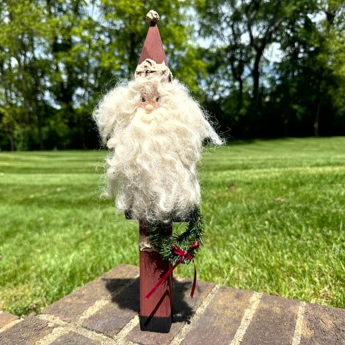 Christmas Holidays Wooden Fluffy White Beard Santa Claus Figurine Home ...