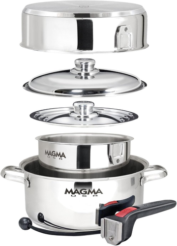 7 Piece Gourmet Nesting Stainless Steel Cookware Set, Induction ...