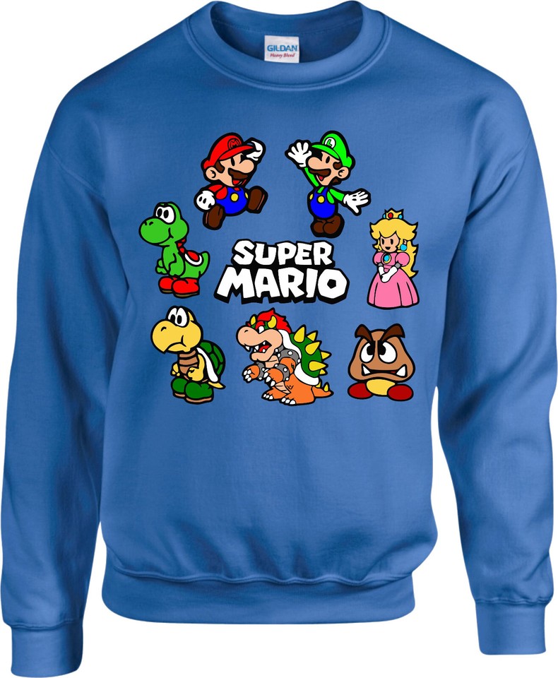 Super Mario Hoodie, Super Mario Characters Jumper, Unisex Adults Kids ...