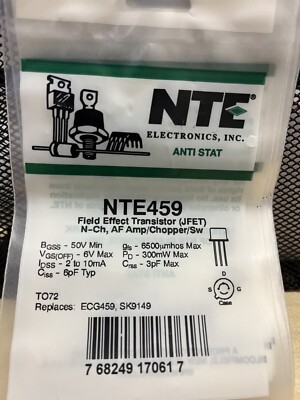 NTE459 JFET N-Ch Field Effect Transistor AF Amp/Chopper/Sw | eBay