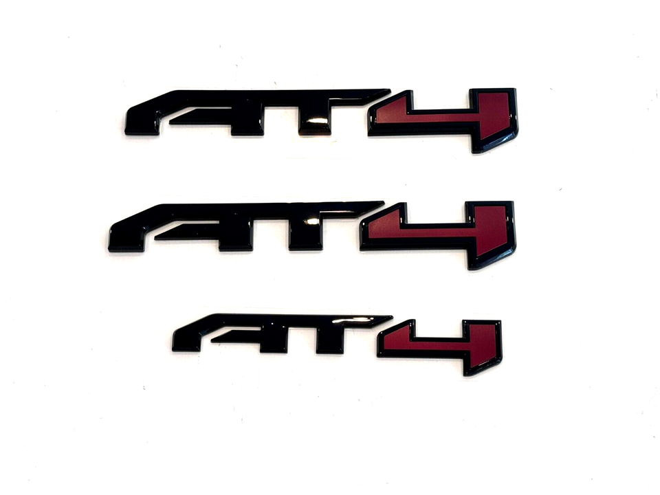 4PCS Gloss Black Red AT4 Emblem Sierra Letters Fit GMC Sierra 1500 ...