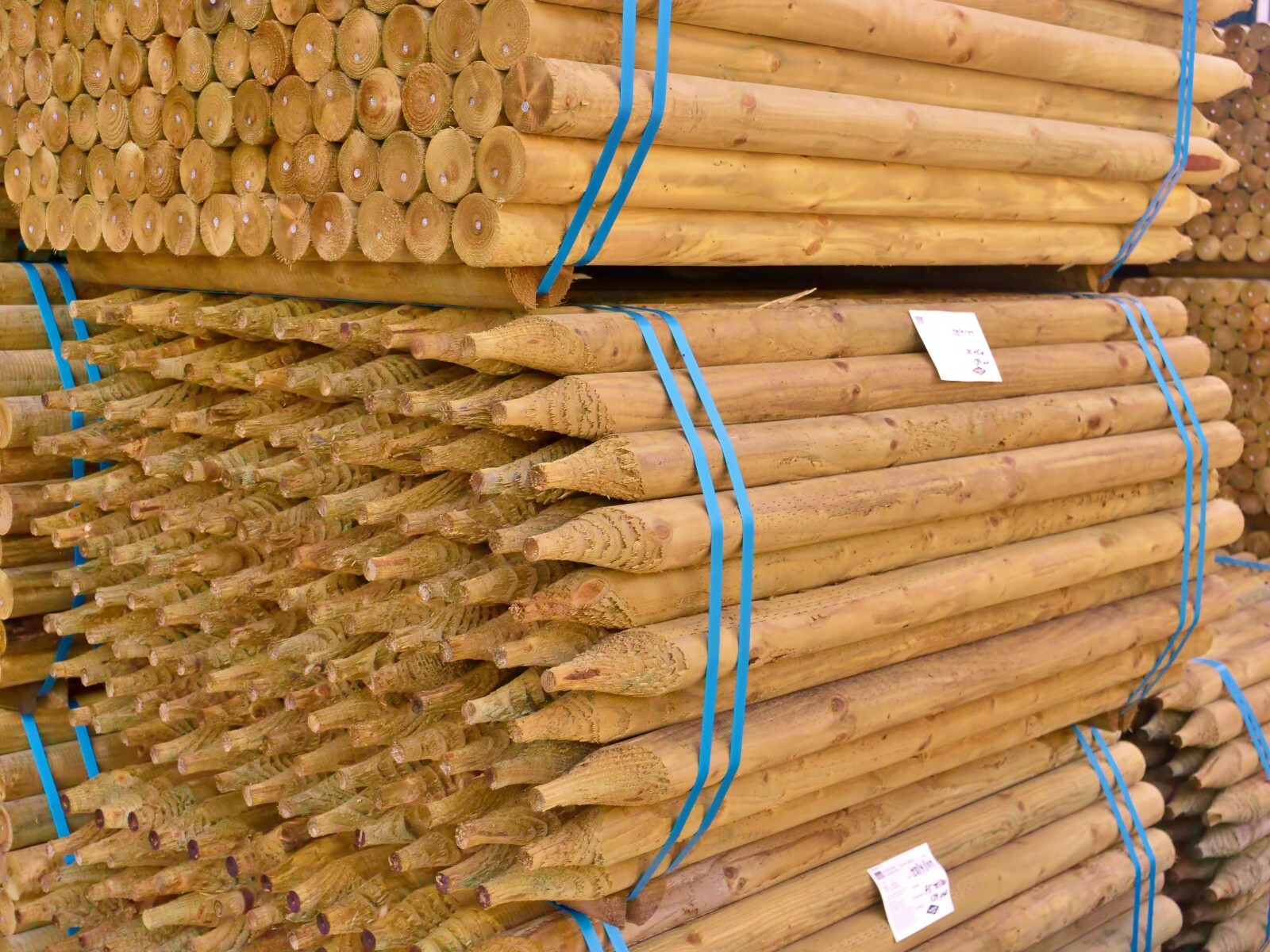 10 Pack of 1.8m 6ft x 50mm Round Pointed Wood Tree Stakes Fence Posts ...