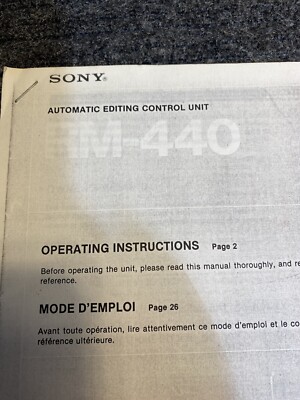 Sony Automatic Editing Control Unit RM-440 Manual copy. | eBay