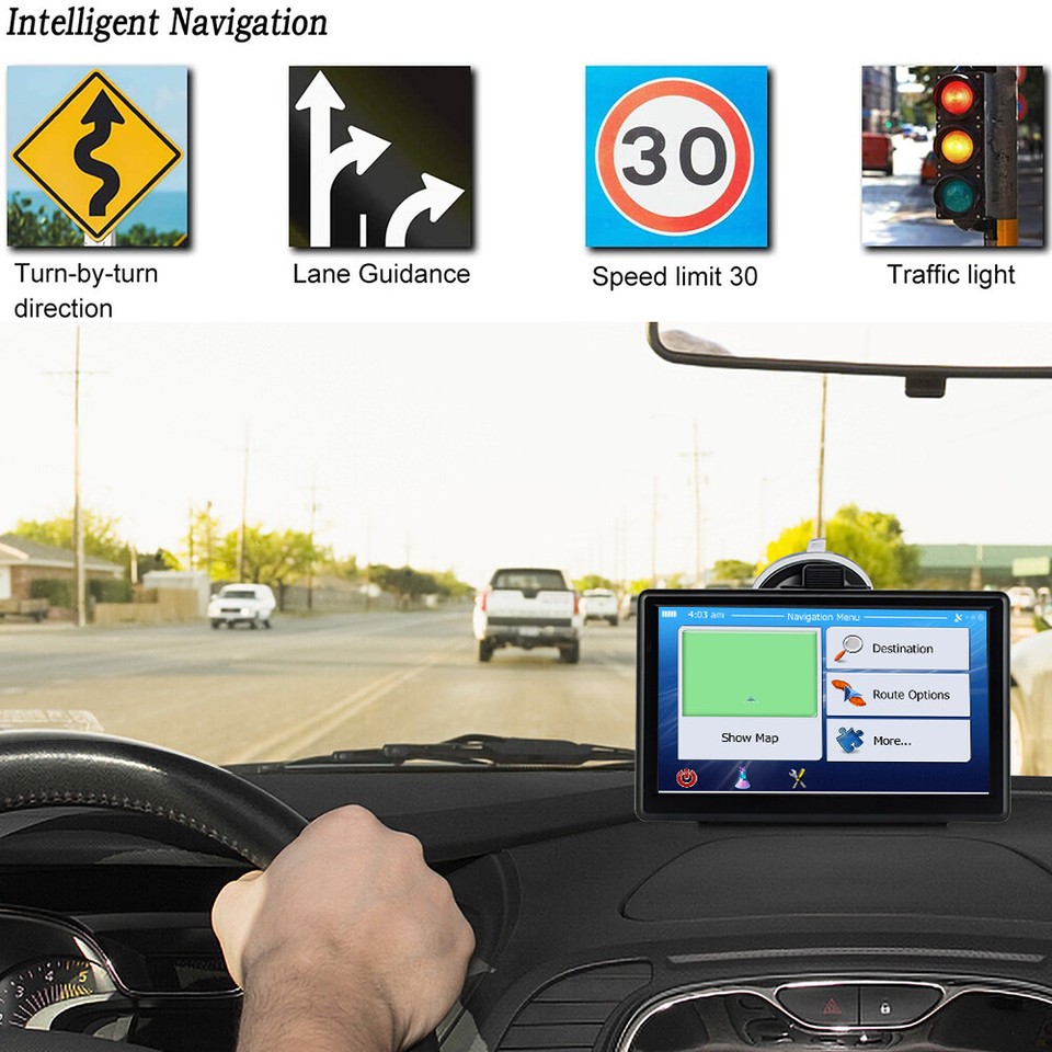 7 Inch Car Truck GPS Navigation Touch Screen with Maps Spoken Direction ...
