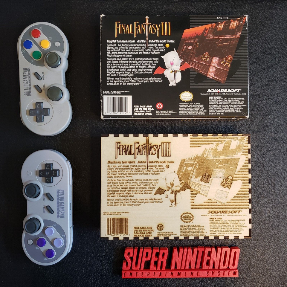 Final Fantasy III 3 Custom Wood Game Box - SNES Case - FFVI 6 Japanese ...