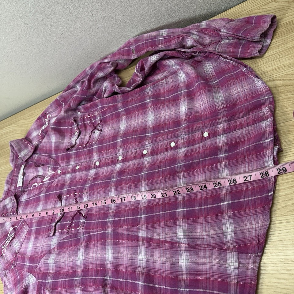 Panhandle Slim Pink Western Shirt Women 3X Roll Tab Embroidered Pearl ...