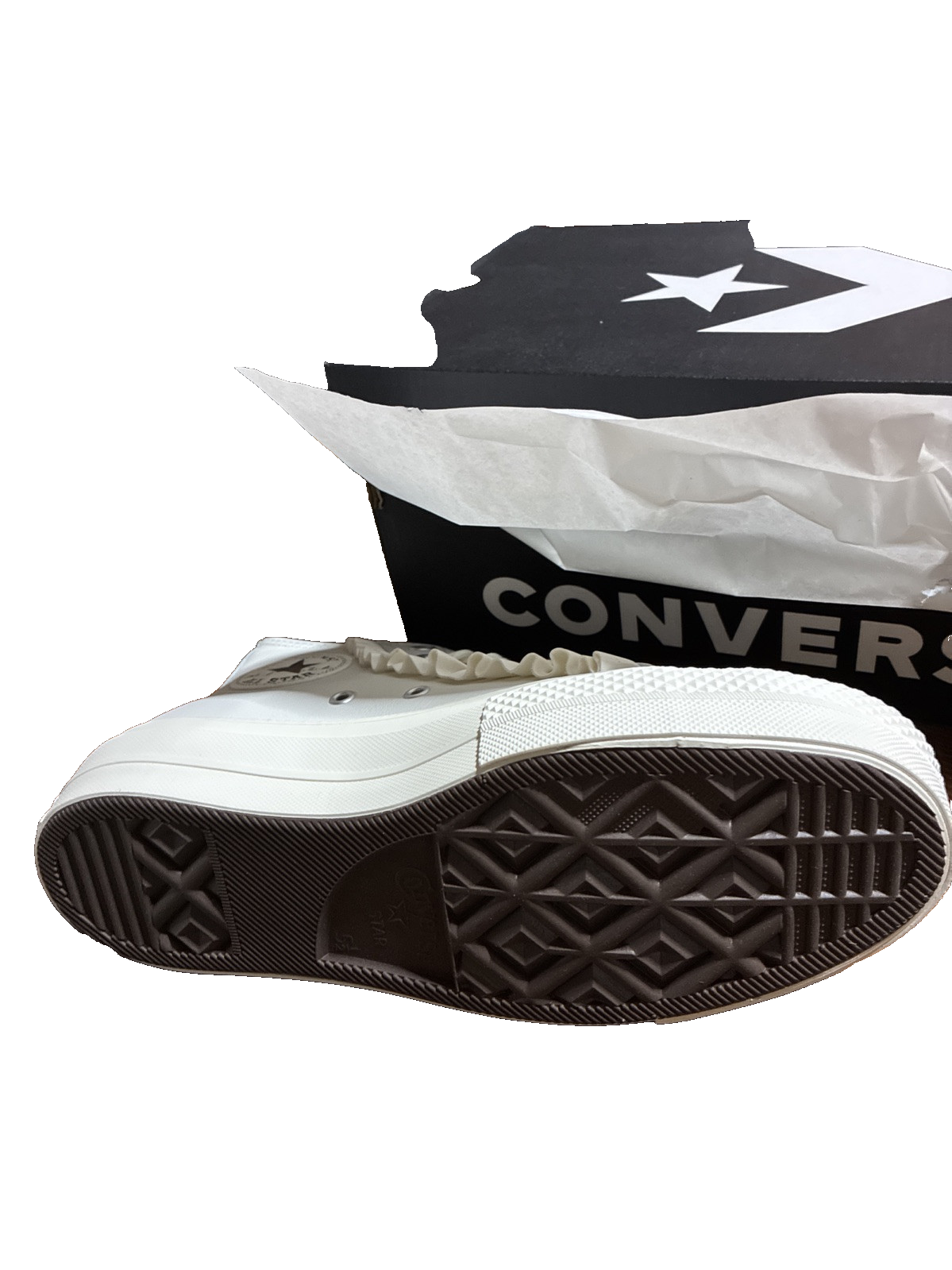 Converse CTAS Lift Hi Vintage White Leather Ruffle Lace High Top ...