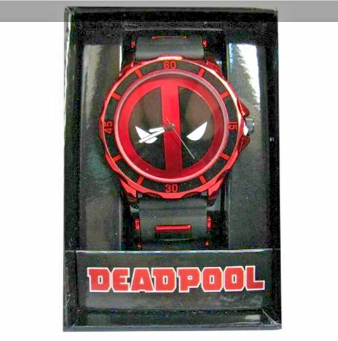 MARVEL Deadpool Adult Analog Watch Stainless Steel Red/Black Wristband ...