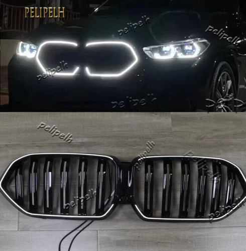 Fits BMW X6 X6M G06 2020-2023 Gloss Black Car LED aperture Front Kidney ...