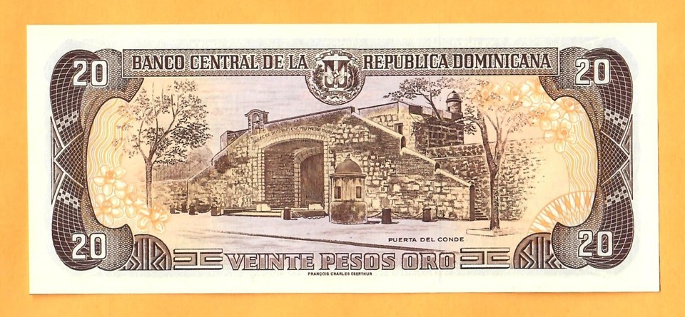 DOMINICAN REPUBLIC-20 PESOS ORO-1998-SERIAL NUMBER H579757K-PICK 154b ...