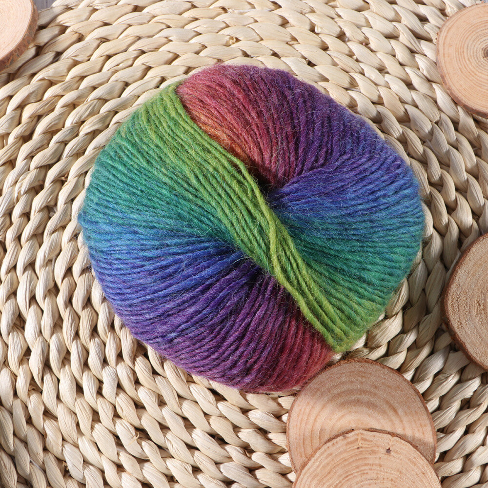 2pcs Rainbow Wool Cotton Yarn Colorful Yarn for Sewing Hand Knitting ...