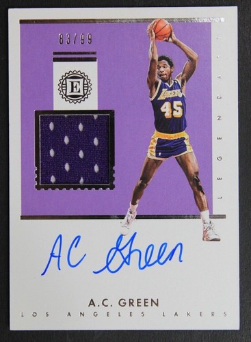 AC Green Signed 2018 -19 Panini Legendary Jersey /99 Autographed Card ...