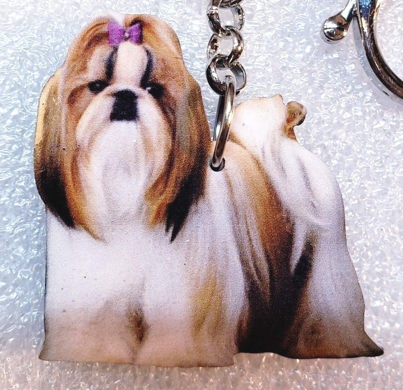 Shih Tzu Dog Realistic Flat Acrylic Key Ring Keychain Purse Dangle ...