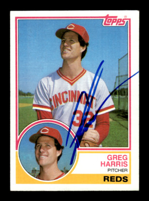 1983 Topps # 296 Greg Harris Autograph Signed Card (M2) Cincinnati Reds ...