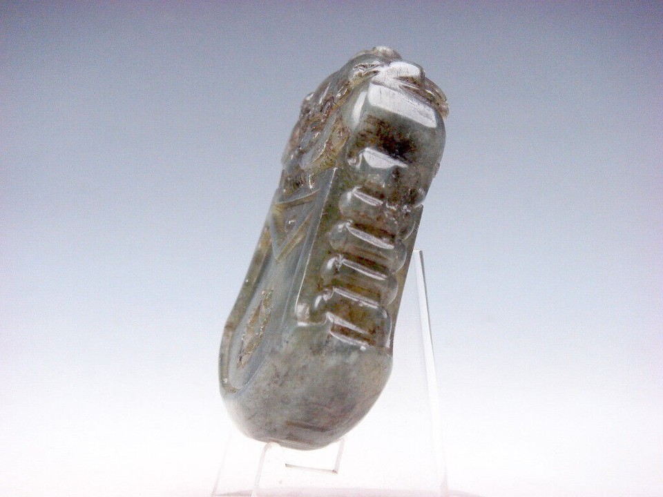 Old Nephrite Jade Stone Carved Pendant Furious Foo Dog Lions #08122303 ...