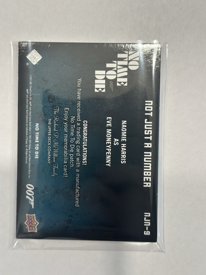James Bond No Time to Die NOT JUST A NUMBER 007 PARALLEL NJN-9 Naomie Harris | eBay