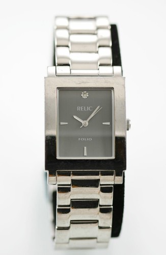 Relic Folio Men Watch Stainless Steel Silver Battery 30m Water Res Gray ...