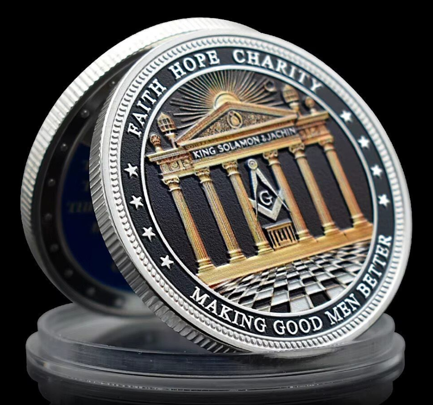 Masonic Coin Silver Gold Mason Unusual Jewel Knights Templar Vintage ...